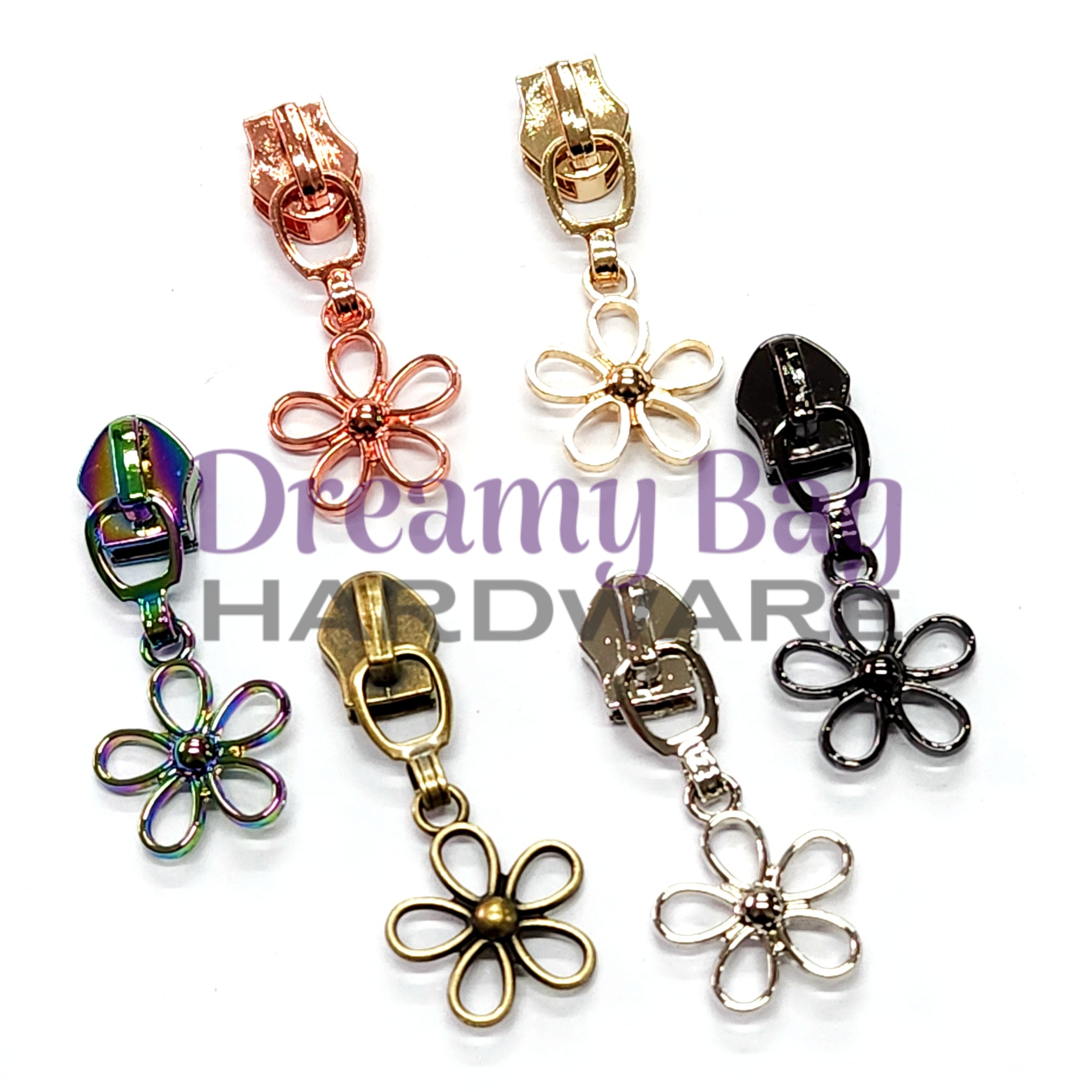 #3 and #5 Zipper pull Daisy Mini – Dreamy Bag Hardware Pty Ltd
